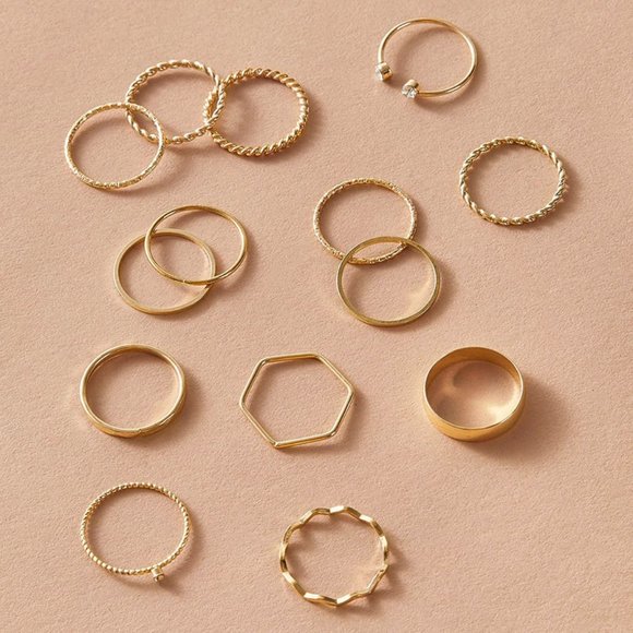Jewelry | 14 Piece Simple Ring Set | Poshmark
